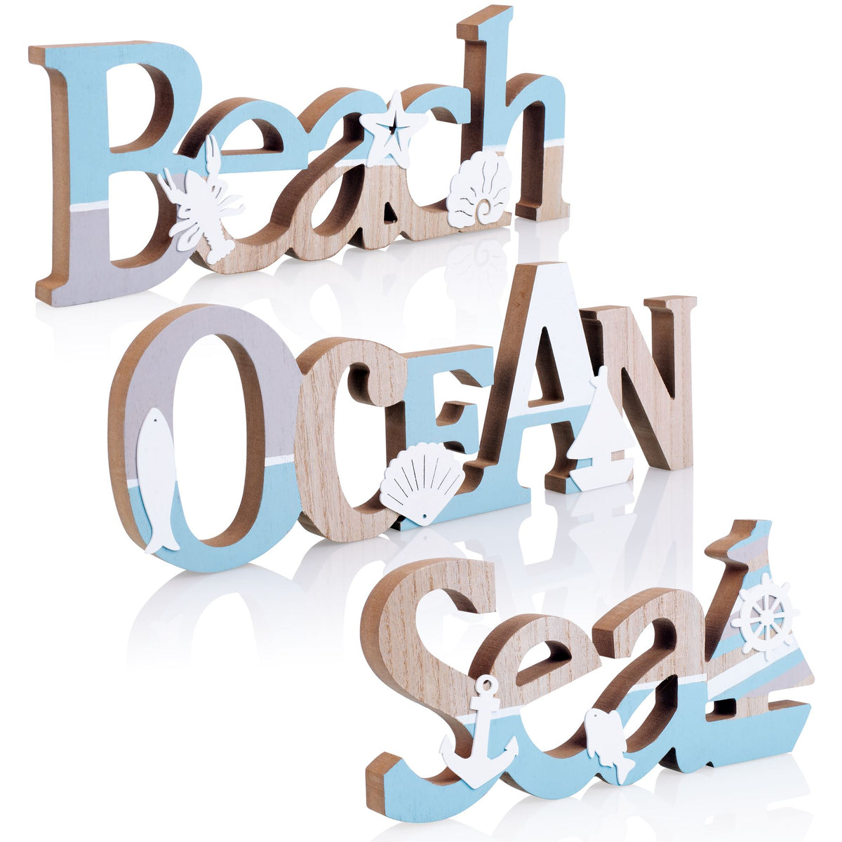 Set of 3 Wooden Signs: Beach, Ocean and Sea – TIDE AND TALES